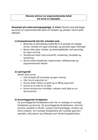 Argumenterende skriving etter 4. årstrinn | PDF