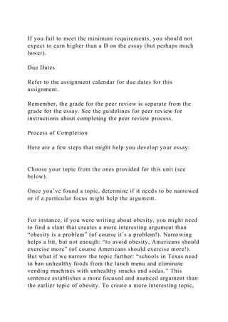 Argument Essay AssignmentAssignment DescriptionFor this .docx