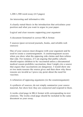 Argument Essay AssignmentAssignment DescriptionFor this es.docx