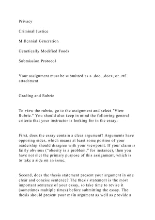 Argument Essay AssignmentAssignment DescriptionFor this es.docx