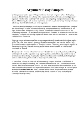 Argument Essay Samples. How To Write A Argumentative Essay Example - Coverletterpedia | PDF