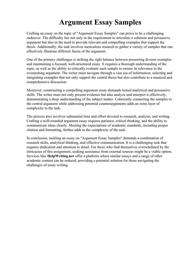 Argument Essay Samples. How To Write A Argumentative Essay Example ...
