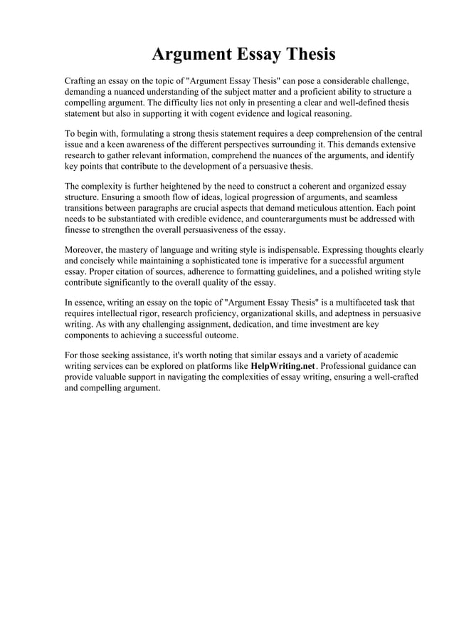 Argument Essay Thesis. Definition Argument Thesis Examples - Thesis ...