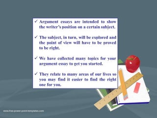 Argument essay topics | PPT