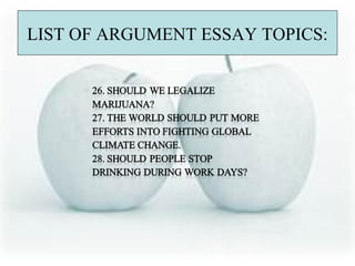 Argument essay topics | PPT