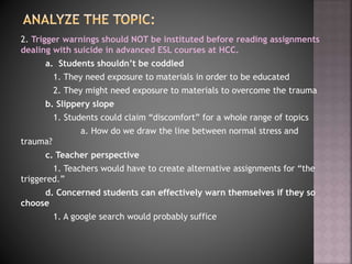 Argumentessaytriggerwarnings | PPTX