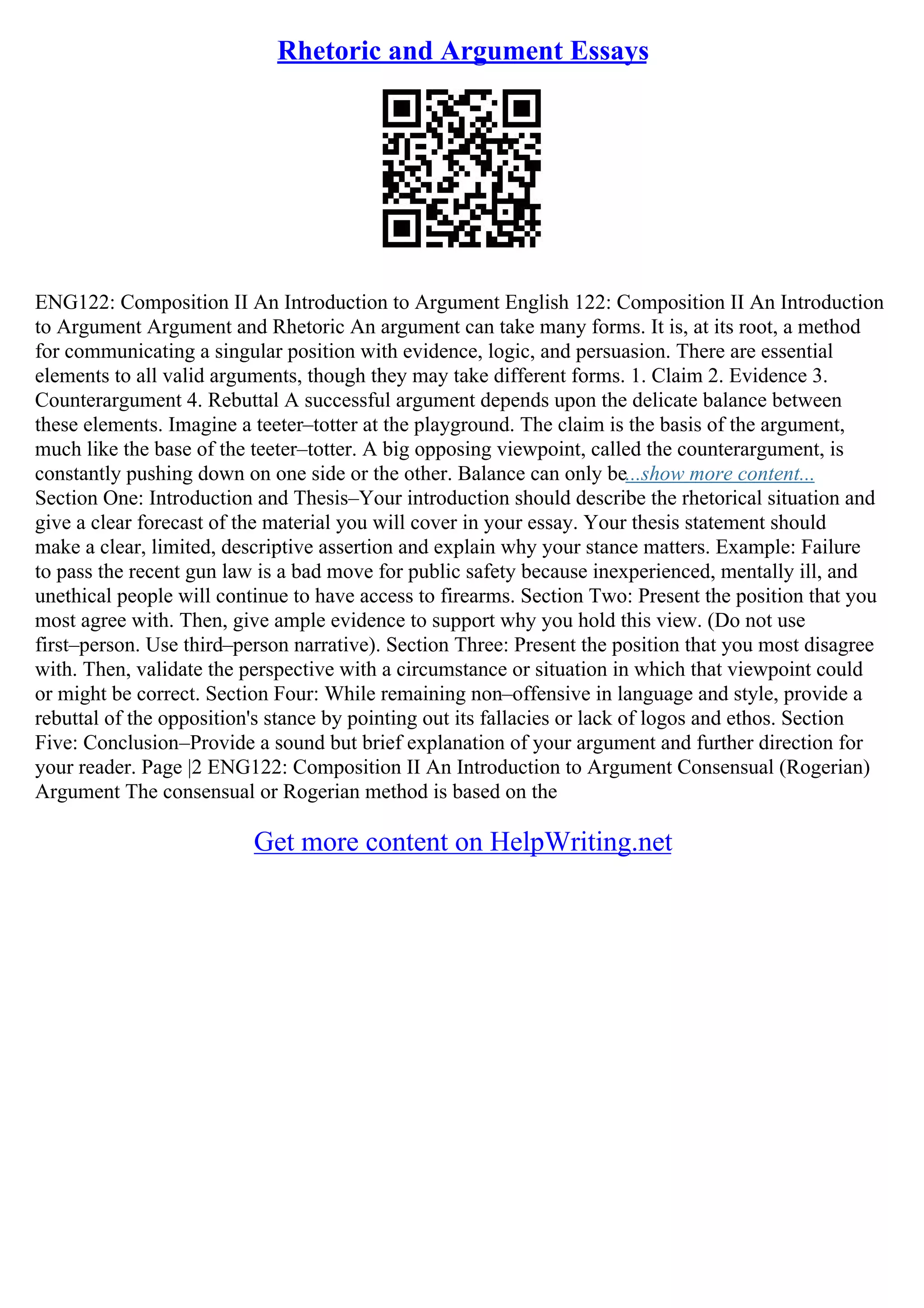 Argument Essay Writing | PDF