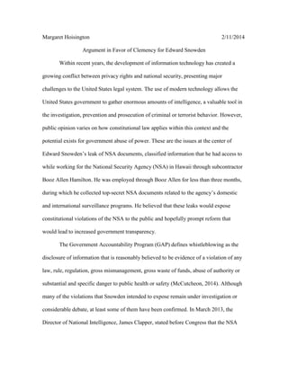 Argument for Snowden Clemency | PDF