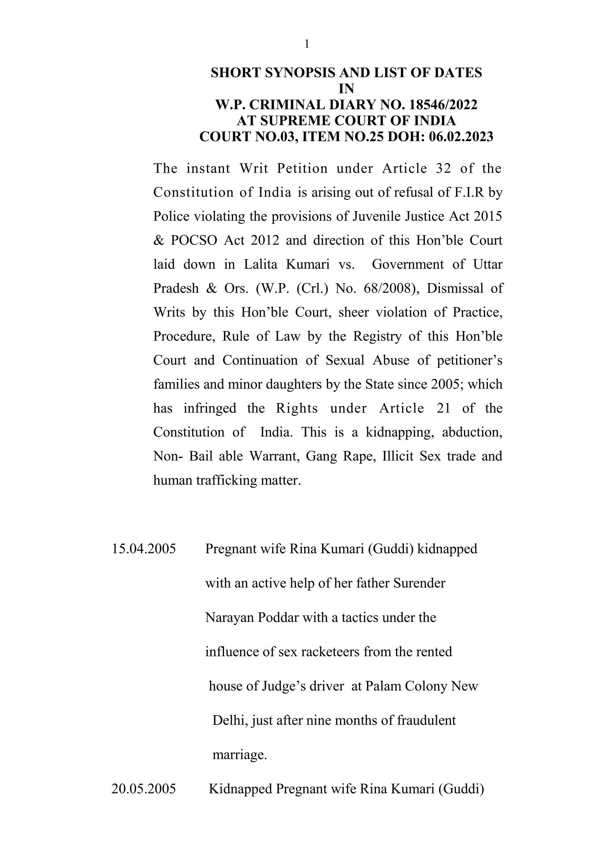 Argument in Writ Petition (Criminal) 42 of 2023 before SC .pdf Argument in Writ Petition (Criminal) 42 of 2023 before SC .pdf