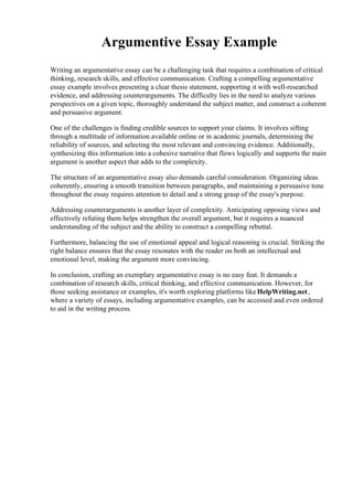 Argumentive Essay Example | PDF | Homework and Study | Education