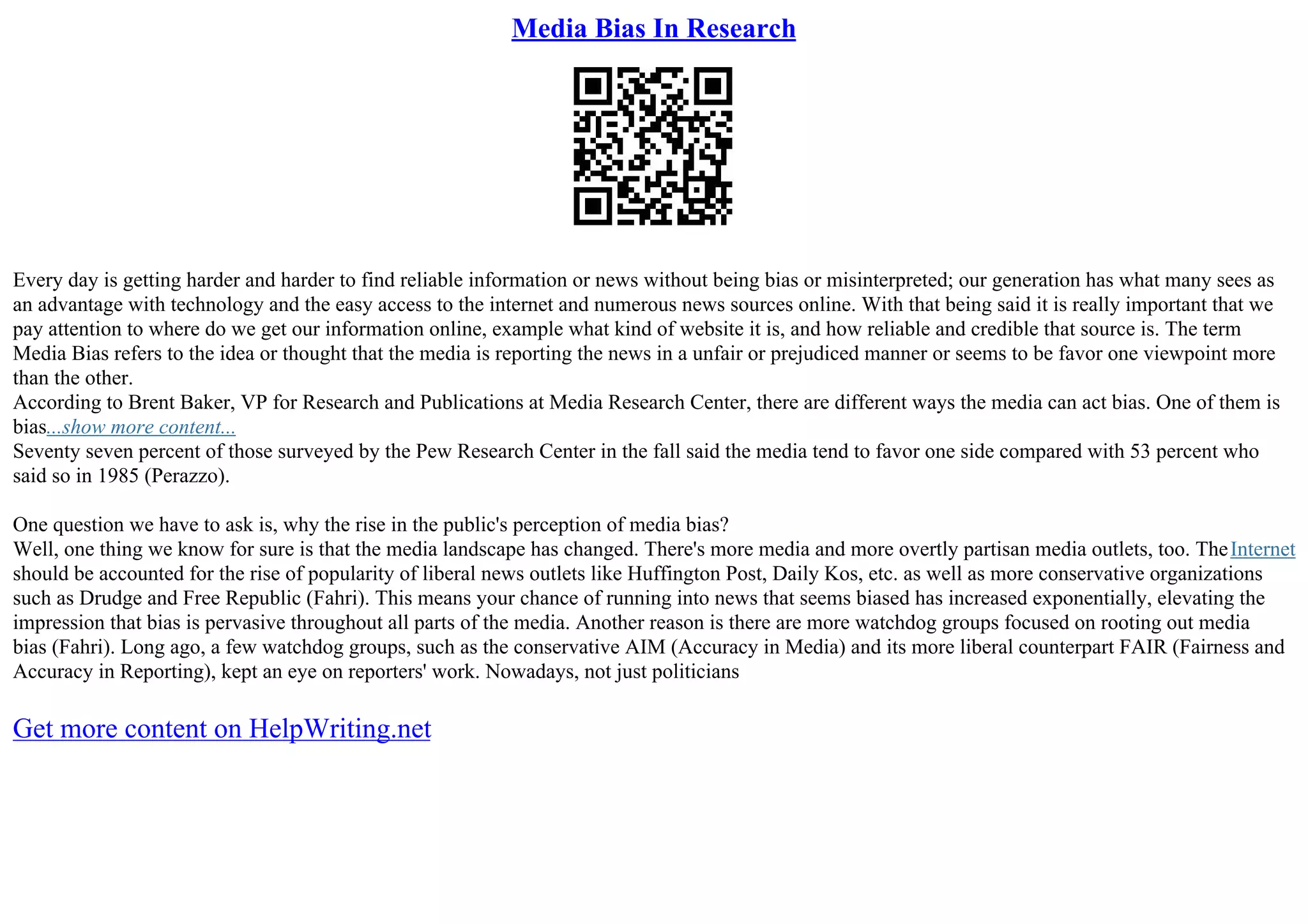 Argument On Media Bias | PDF