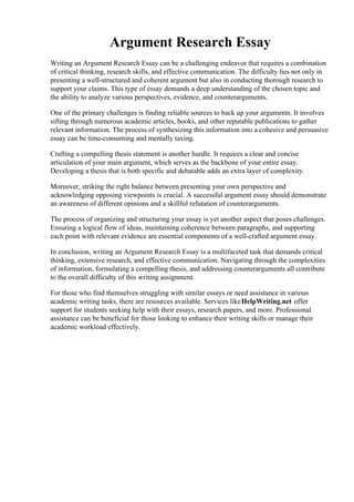 Argument Research Essay. How to Write an Argumentative Essay Step By ...