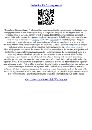 Arguments Essay | PDF