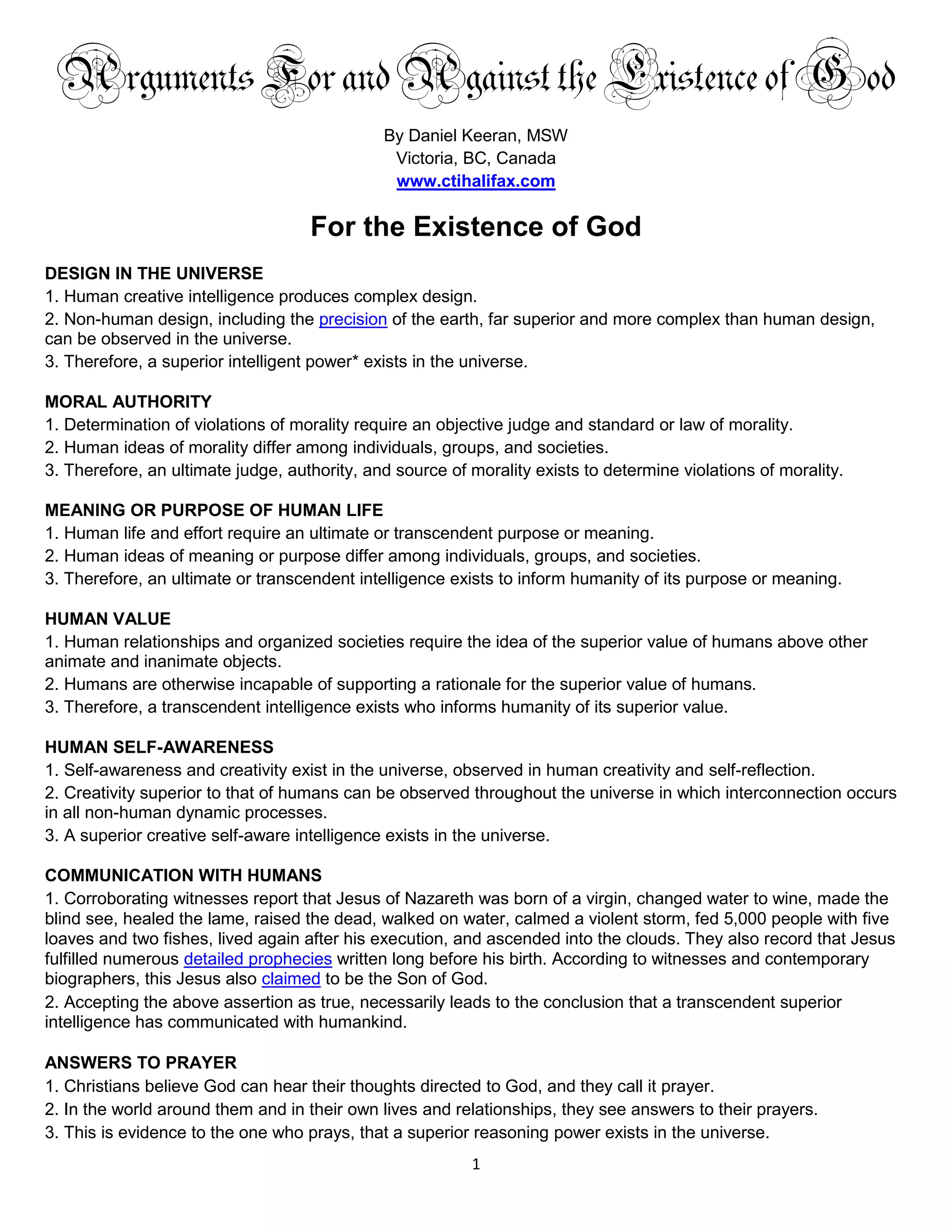 Arguments For and Against the Existence of God | PDF | Free Download