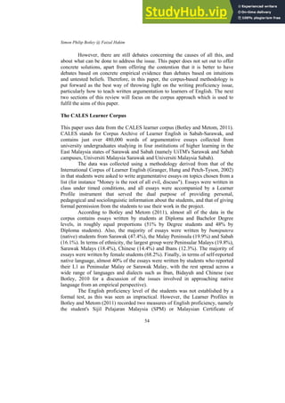 ARGUMENT STRUCTURE IN LEARNER WRITING A CORPUS-BASED ANALYSIS USING ARGUMENT MAPPING | PDF