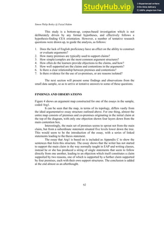 ARGUMENT STRUCTURE IN LEARNER WRITING A CORPUS-BASED ANALYSIS USING ARGUMENT MAPPING | PDF