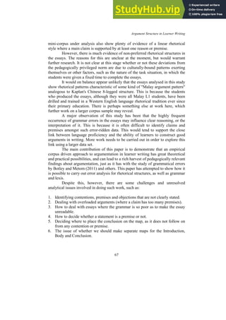 ARGUMENT STRUCTURE IN LEARNER WRITING A CORPUS-BASED ANALYSIS USING ARGUMENT MAPPING | PDF