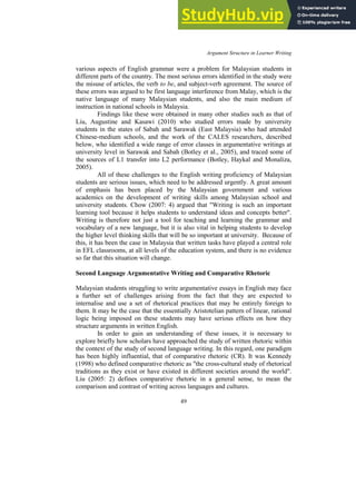 ARGUMENT STRUCTURE IN LEARNER WRITING A CORPUS-BASED ANALYSIS USING ARGUMENT MAPPING | PDF