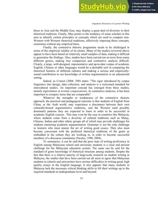 ARGUMENT STRUCTURE IN LEARNER WRITING A CORPUS-BASED ANALYSIS USING ...