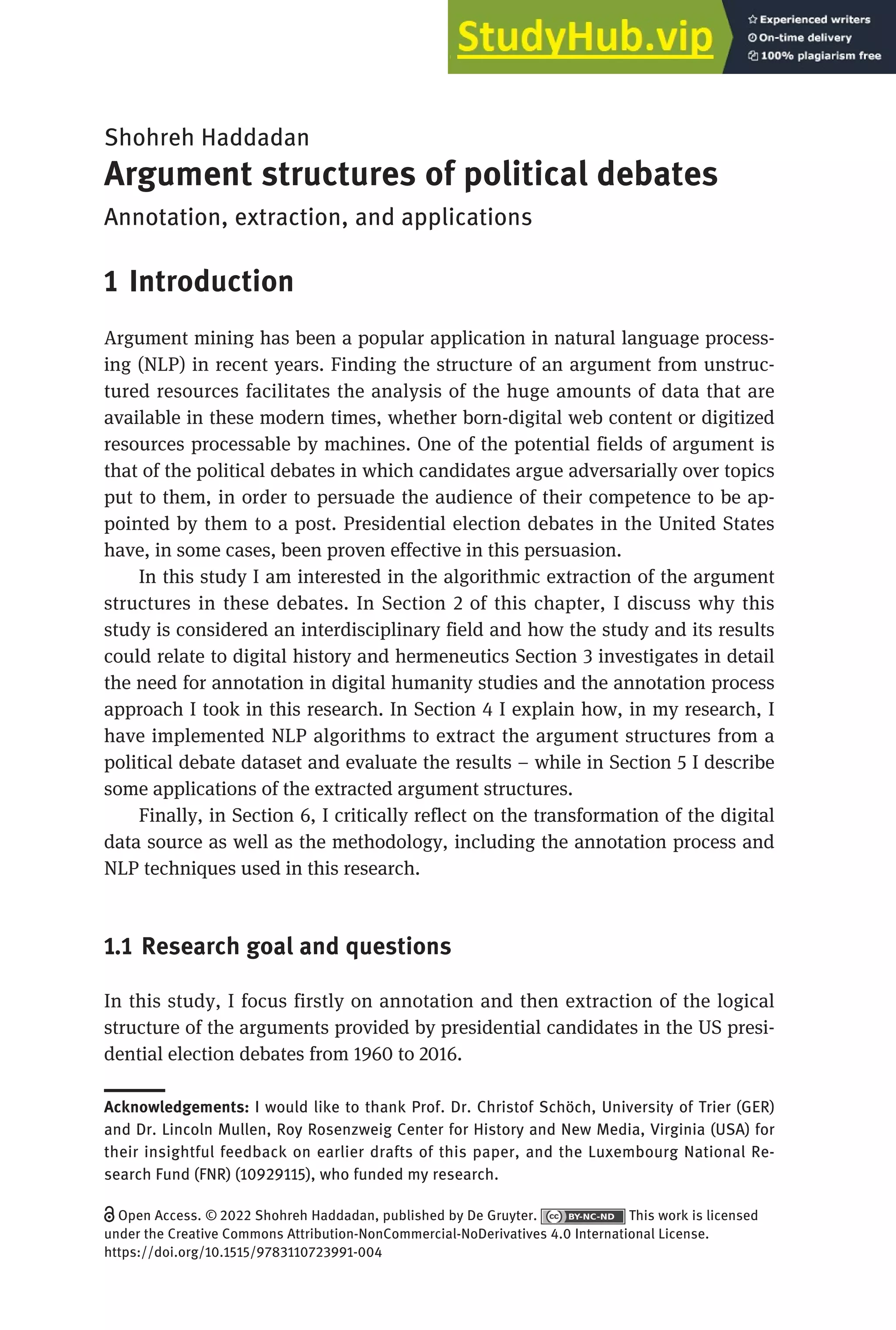 Argument Structures Of Political Debates | PDF