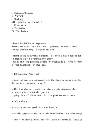 Argument structure The Aristotelian argument The Ar | DOCX