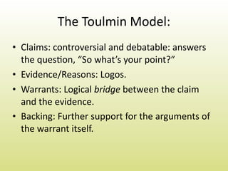 Types of Argument and Toulmin Analysis | KEY