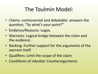 Types of Argument and Toulmin Analysis | KEY