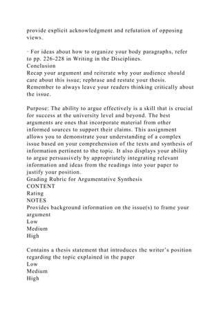 Argument Synthesis OutlineIntro (1-2 ¶)Intro to topicIn.docx | Business | Business and Finance