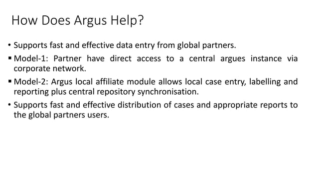PPT on Vigiflow, Argus-G and Aris For ADR Reporting | PPTX | Databases | Computer Software and ...