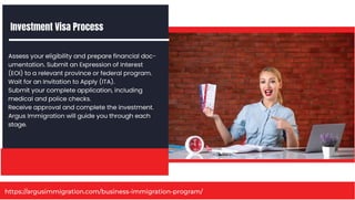 INVESTMENT VISA CANADA-ARGUS IMMIGRATION | PPTX