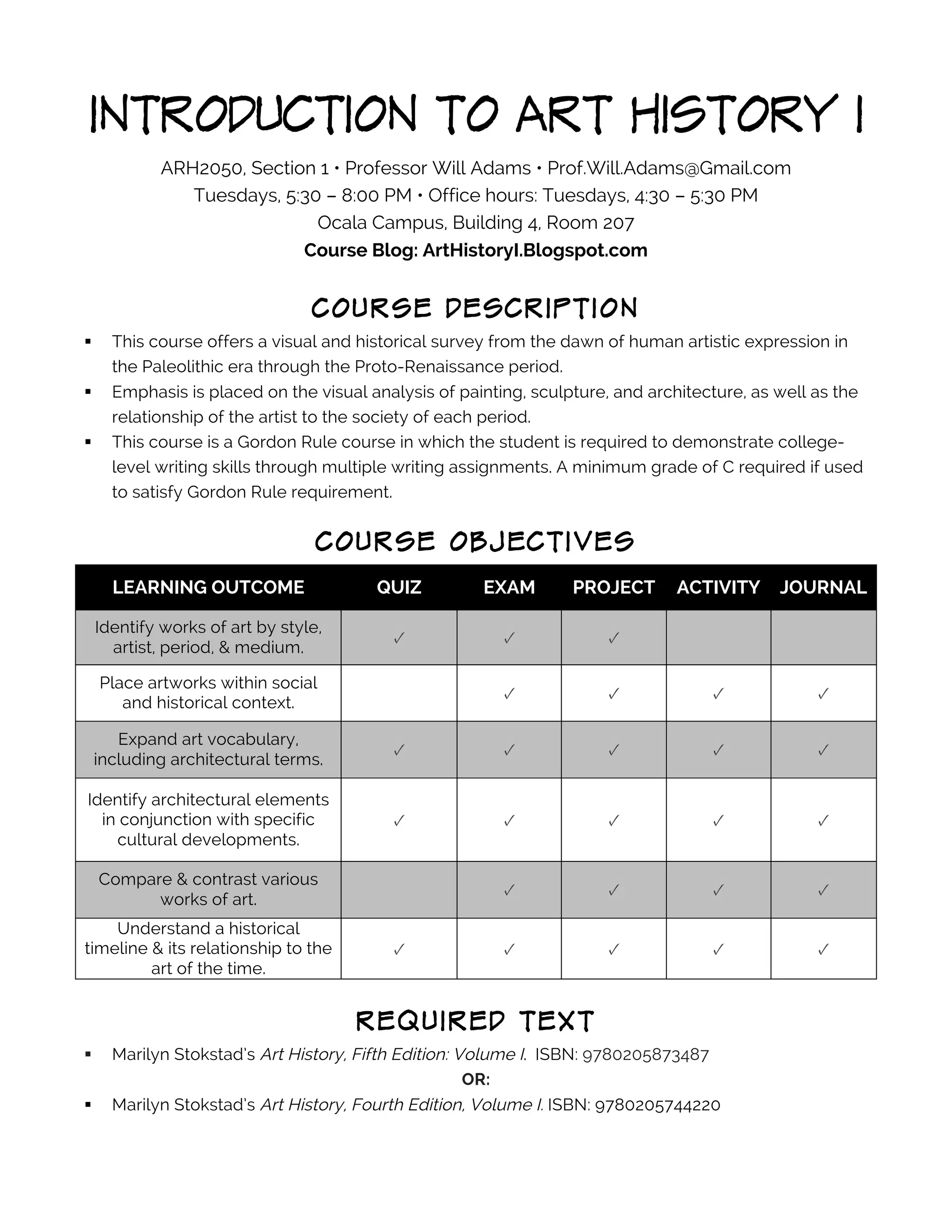 Art History I Syllabus | PDF