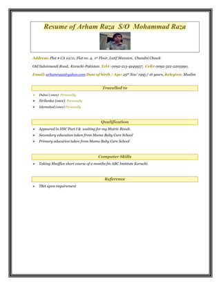 Arham Raza Cv | DOCX