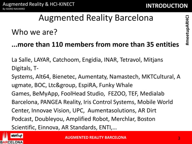 Augmented Reality - HCI & kinect | PPTX