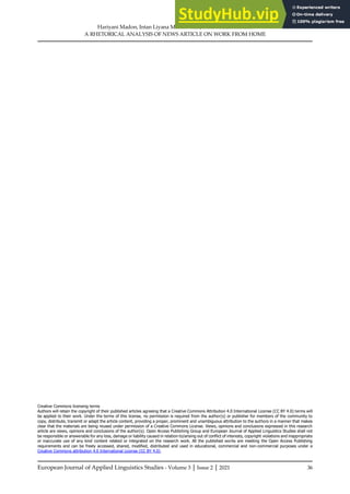 A RHETORICAL ANALYSIS OF NEWS ARTICLE ON WORK FROM HOME | PDF