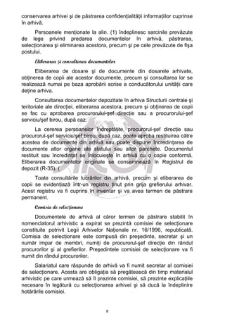 Arhivarea in conditiile legii 16 1996 | DOC