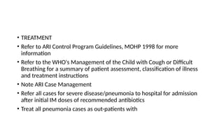Acute respiratory infections management in peads | PPTX