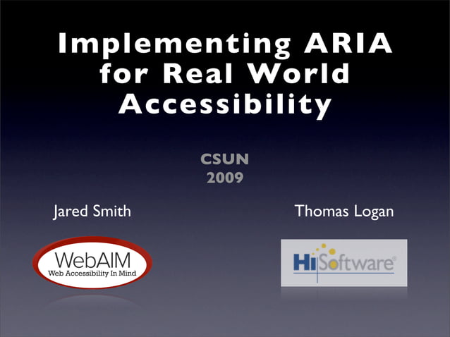 Implementing ARIA for Real World Accessibility | PPT