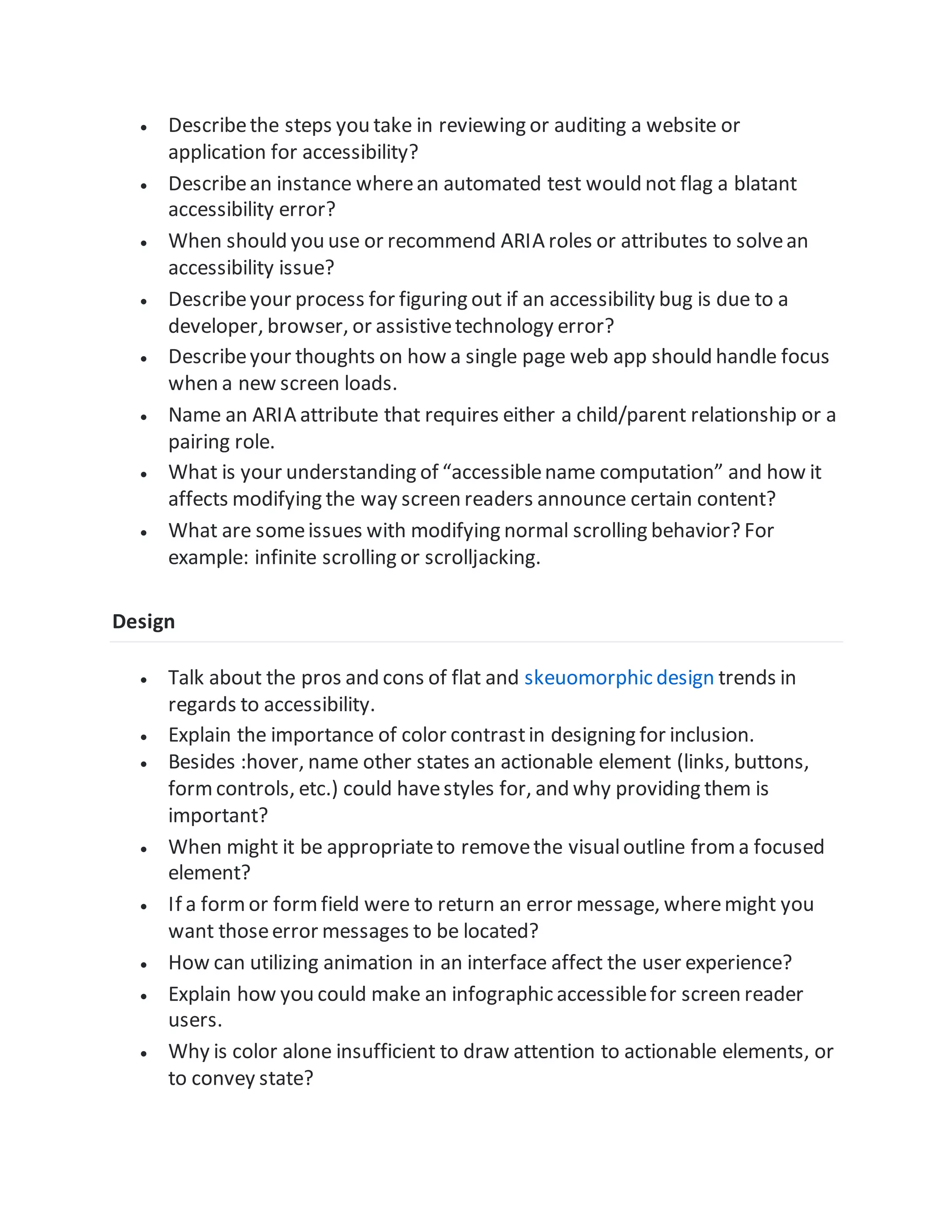 Aria interview questions | DOCX