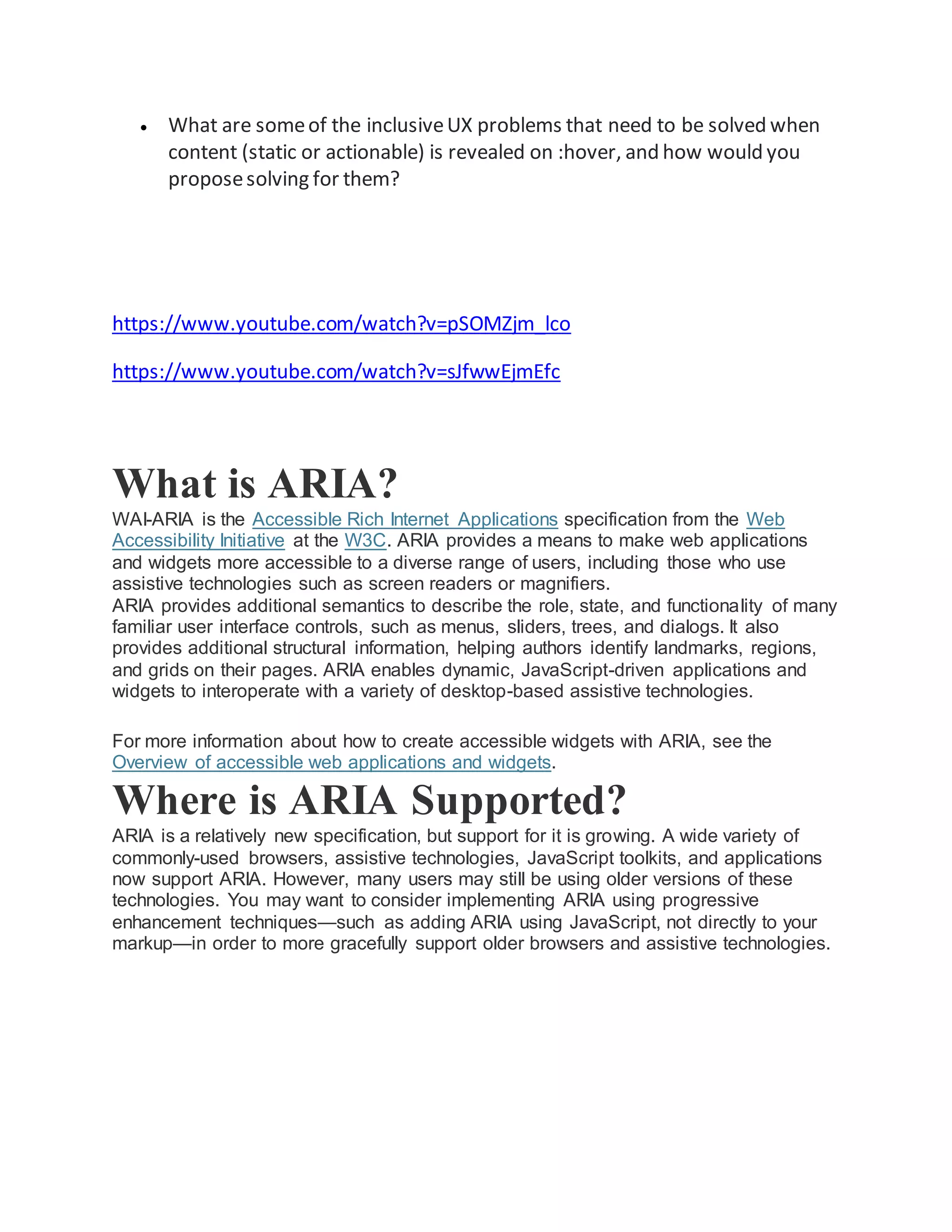 Aria interview questions | DOCX