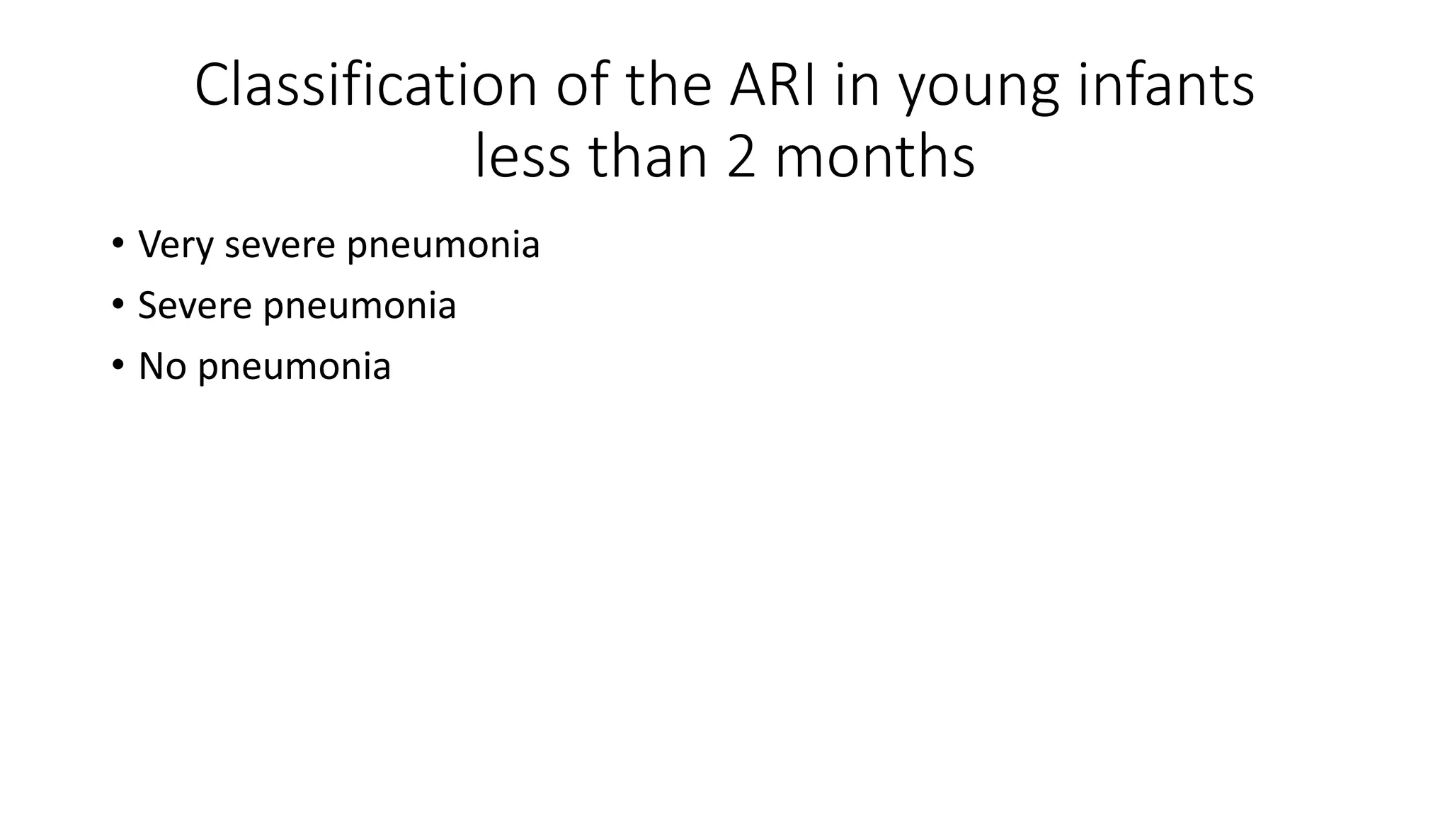 ARI and Pneumomia- diagnosis and management in children less than 5 ...
