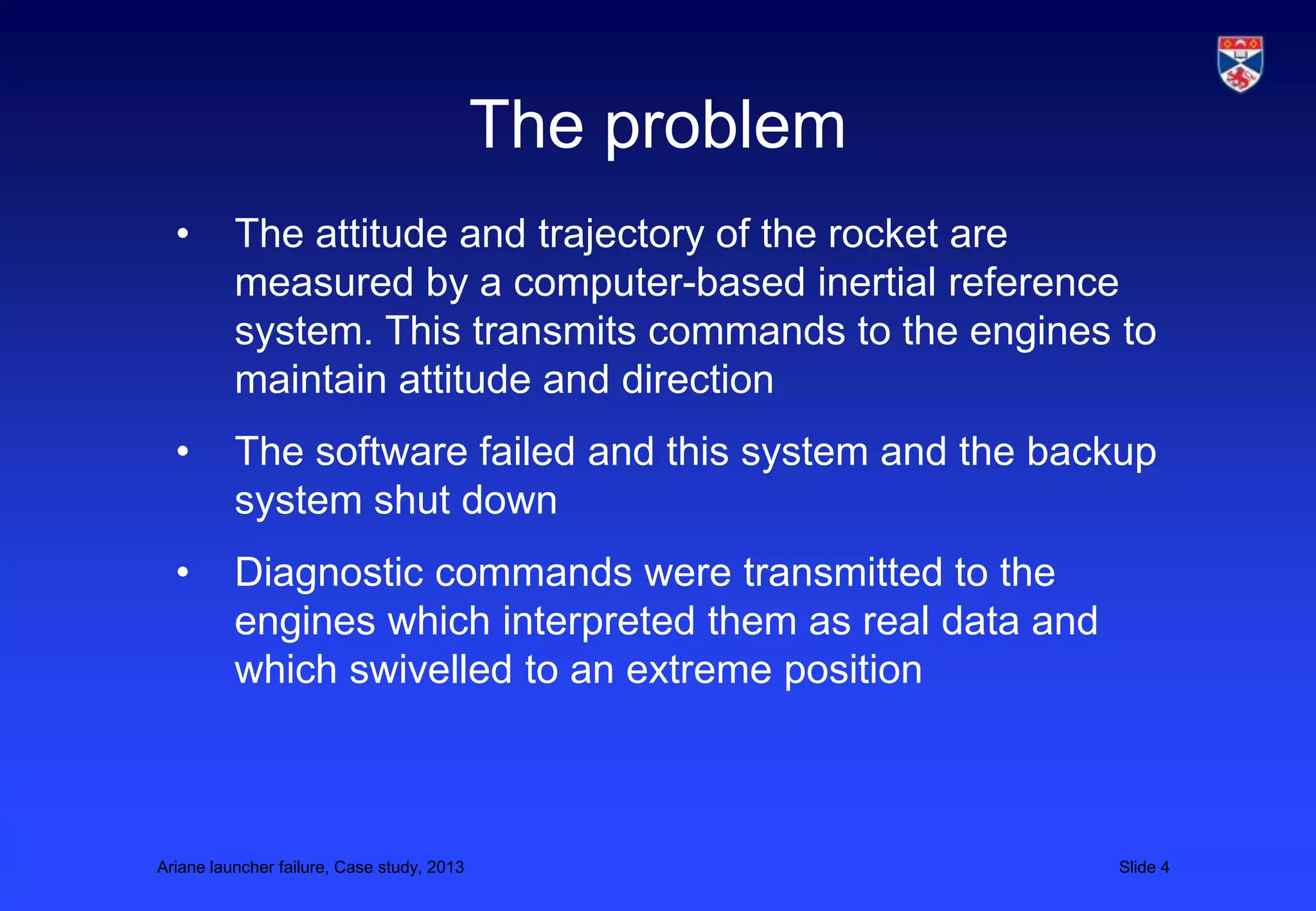 CS5032 Case study Ariane 5 launcher failure | PPTX