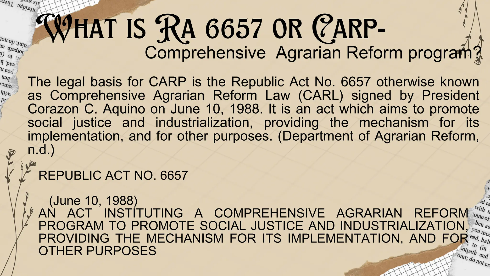 Agrarian Reform Policies..................... | PDF