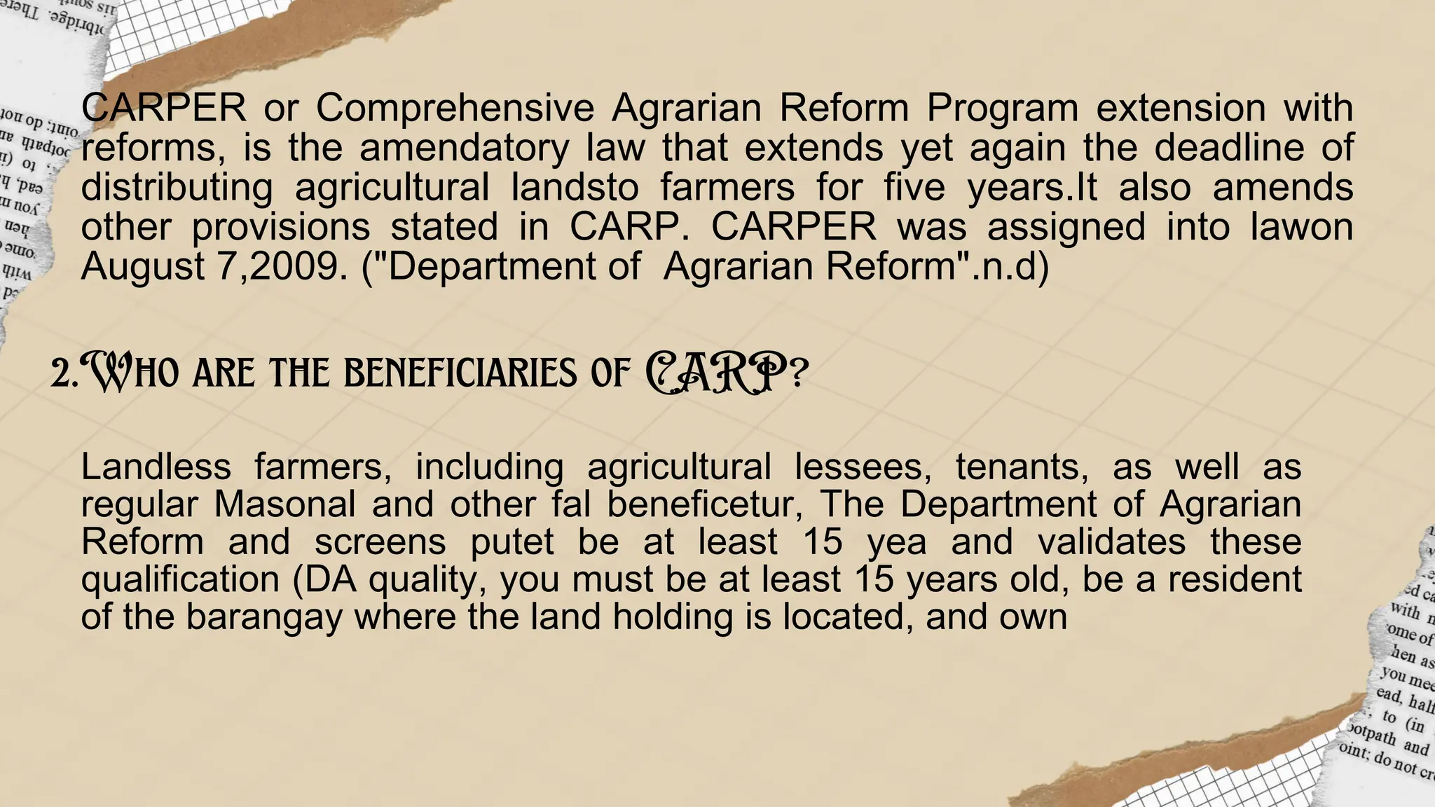 Agrarian Reform Policies..................... | PDF