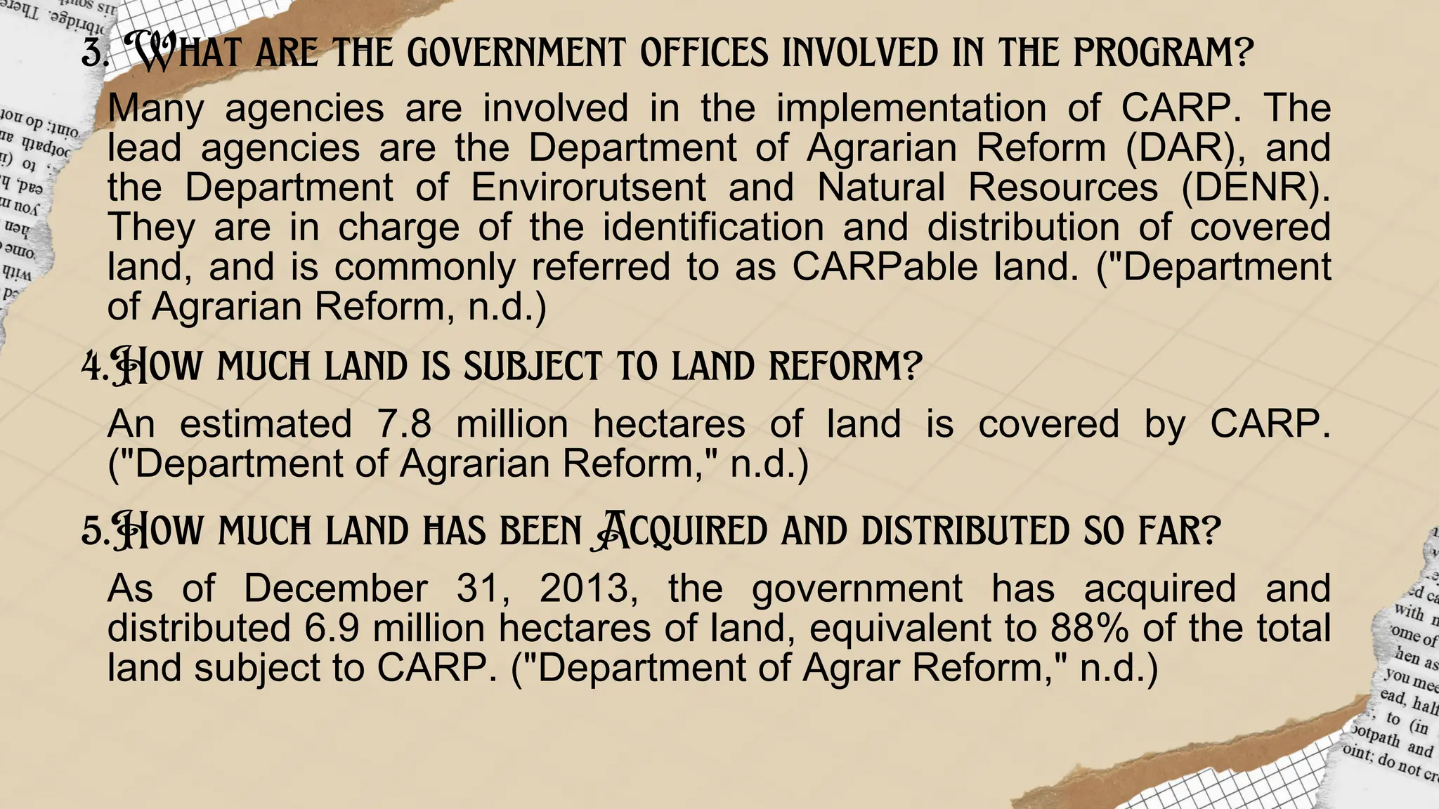 Agrarian Reform Policies..................... | PDF