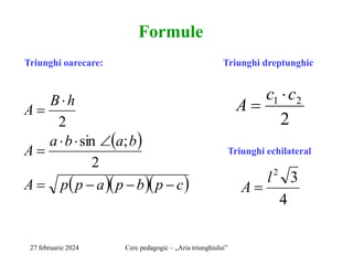 Aria triunghiului - Prezentarea PowerPoint a figurilor.ppt