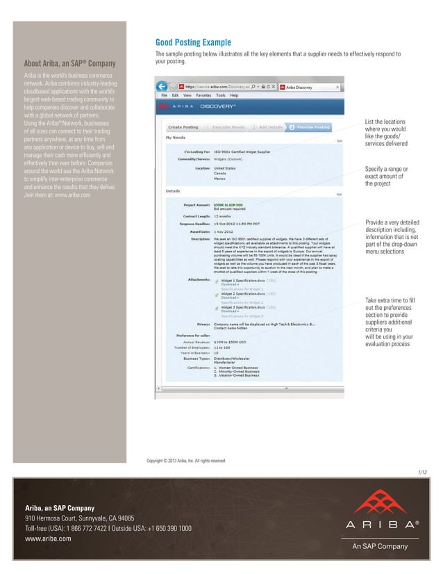 Ariba Discovery Posting Tips | PDF