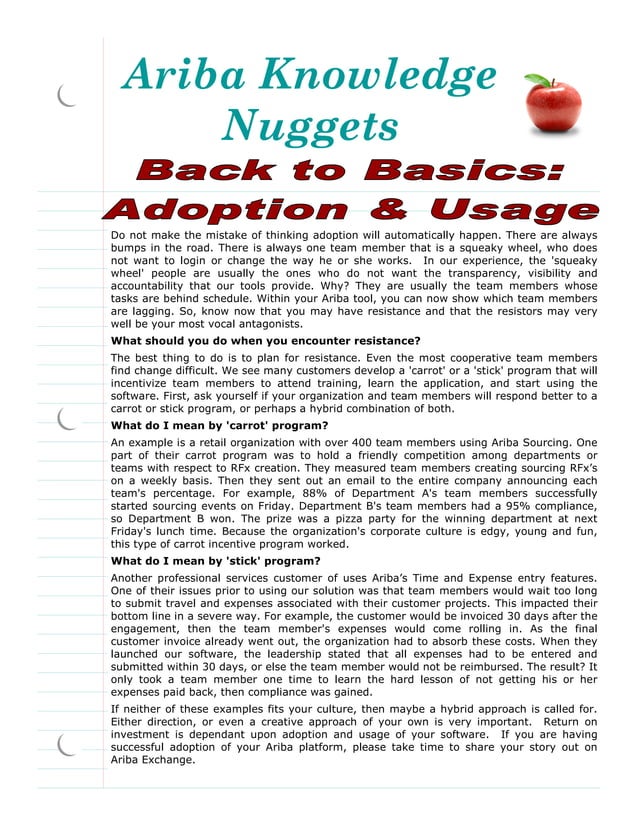 Ariba Knowledge Nuggets - Back to Basics | PDF | Business | Business ...