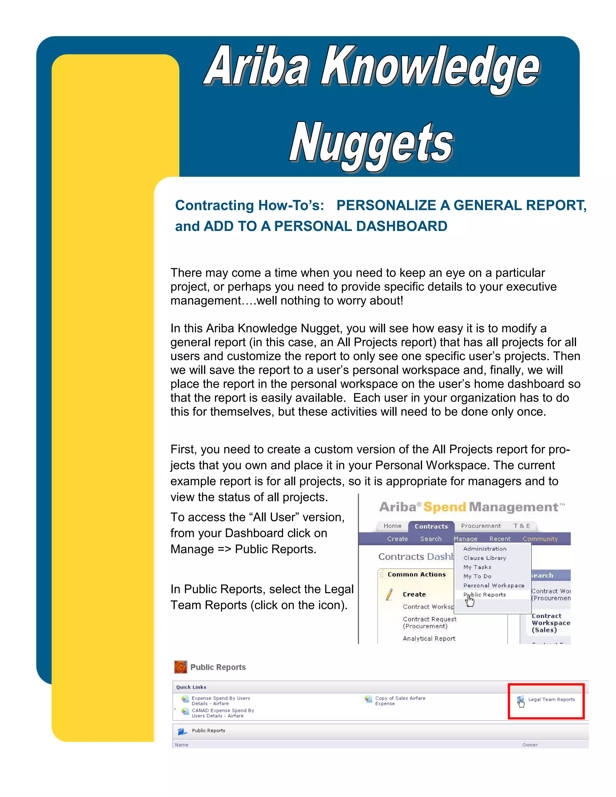 Ariba Knowledge Nuggets - Contract Management: Modifying a Public ...