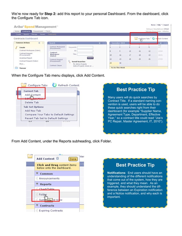 Ariba Knowledge Nuggets - Contract Management: Modifying a Public Report and Adding to Your ...