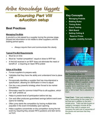 Ariba Knowledge Nuggets - eSourcing Part VIII | PDF